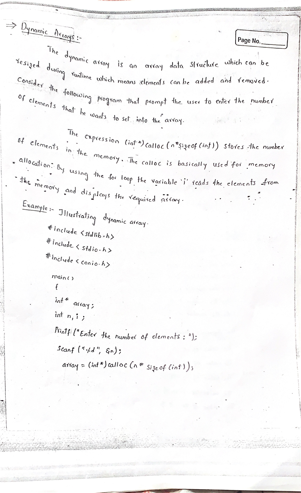 Dynamic arrays with examples in c programming language - MCA/ASSIGN ...