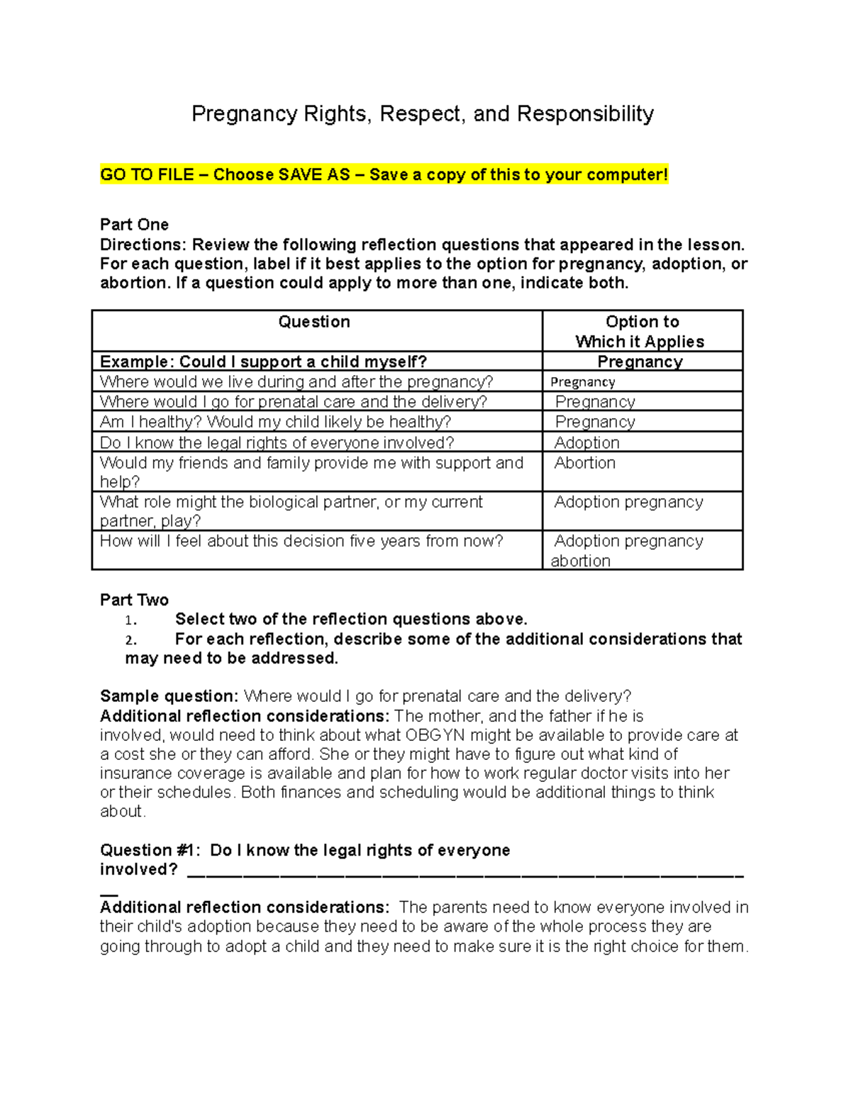 Pregnancy rights respect responsibility-1 - Pregnancy Rights, Respect ...