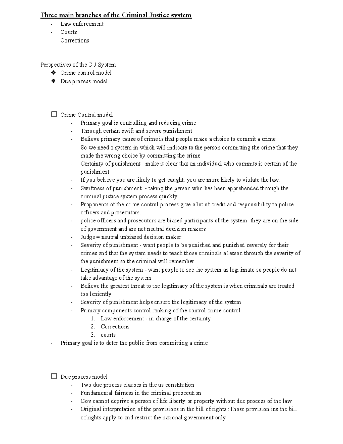 Criminal justice 9 7 - lecture notes on crime control model - Three ...