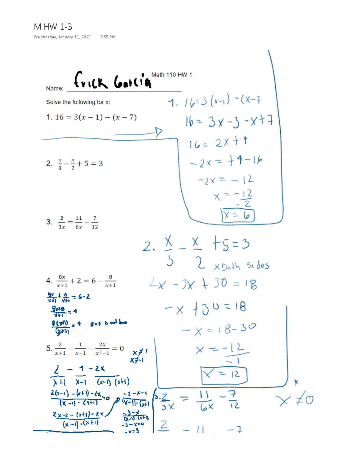 HW 1-3 - Homework 1-3 - M HW 1- Wednesday, January 11, 2023 3:55 PM HW ...