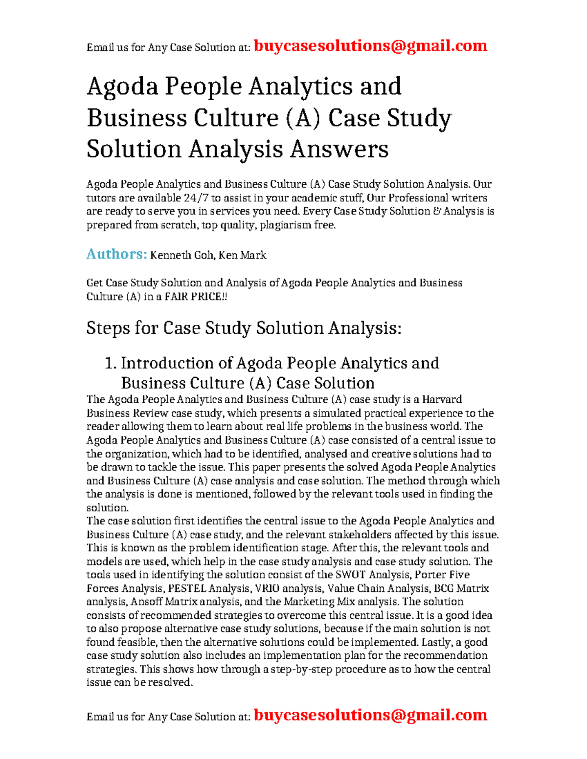 Case Solution Agoda People Analytics and Business Culture (A) - Agoda People Analytics and ...