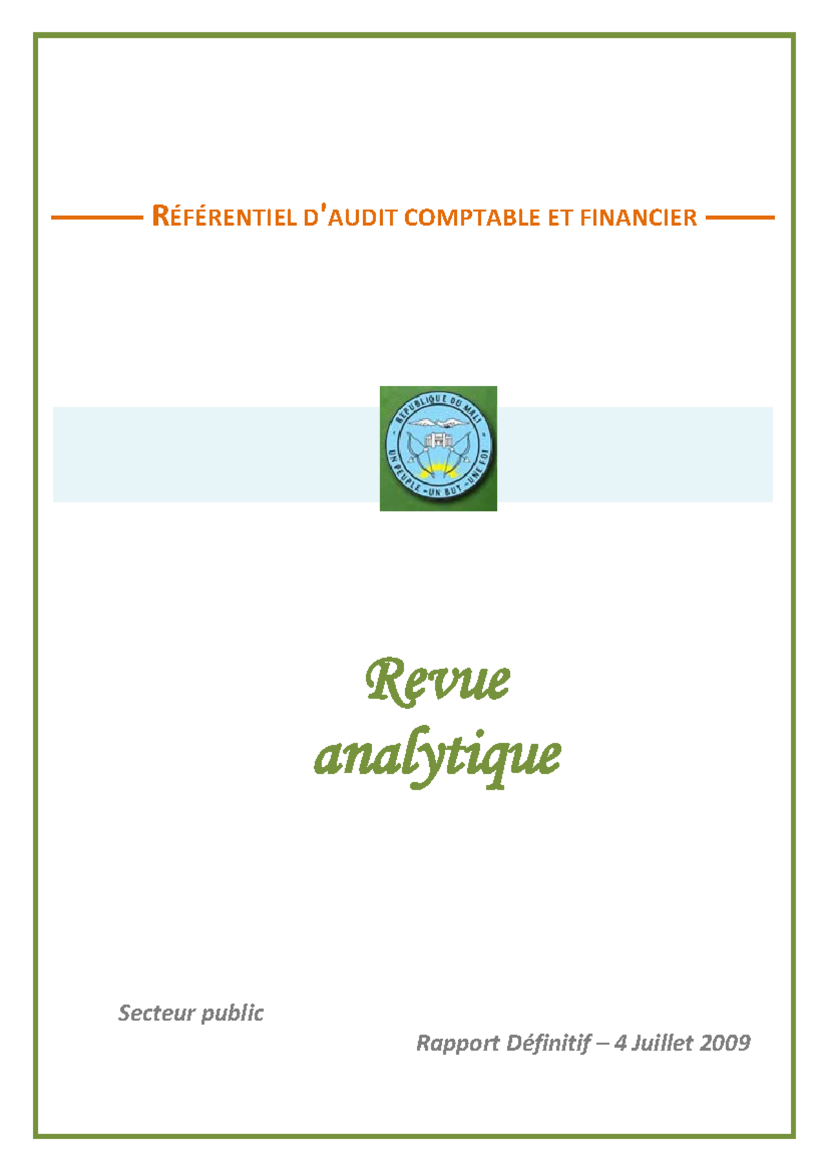 6-Revue-analytique - Audit - RÉFÉRENTIEL D 'AUDIT COMPTABLE ET FINANCIER Revue analytique ...
