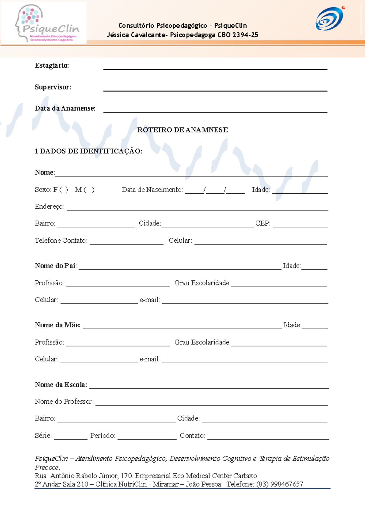 - Roteiro DE Anamnese%5b1%5d - Jéssica Cavalcante- Psicopedagoga CBO ...