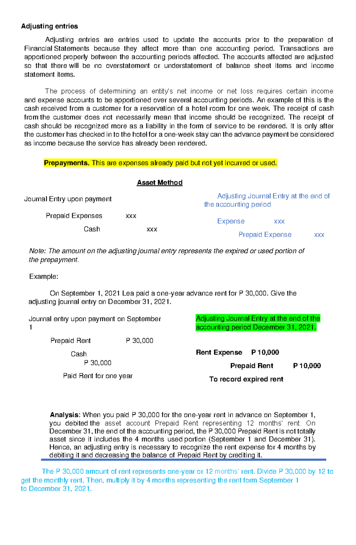 Handouts 3 ( 2nd mastery test) - Adjusting entries Adjusting entries ...