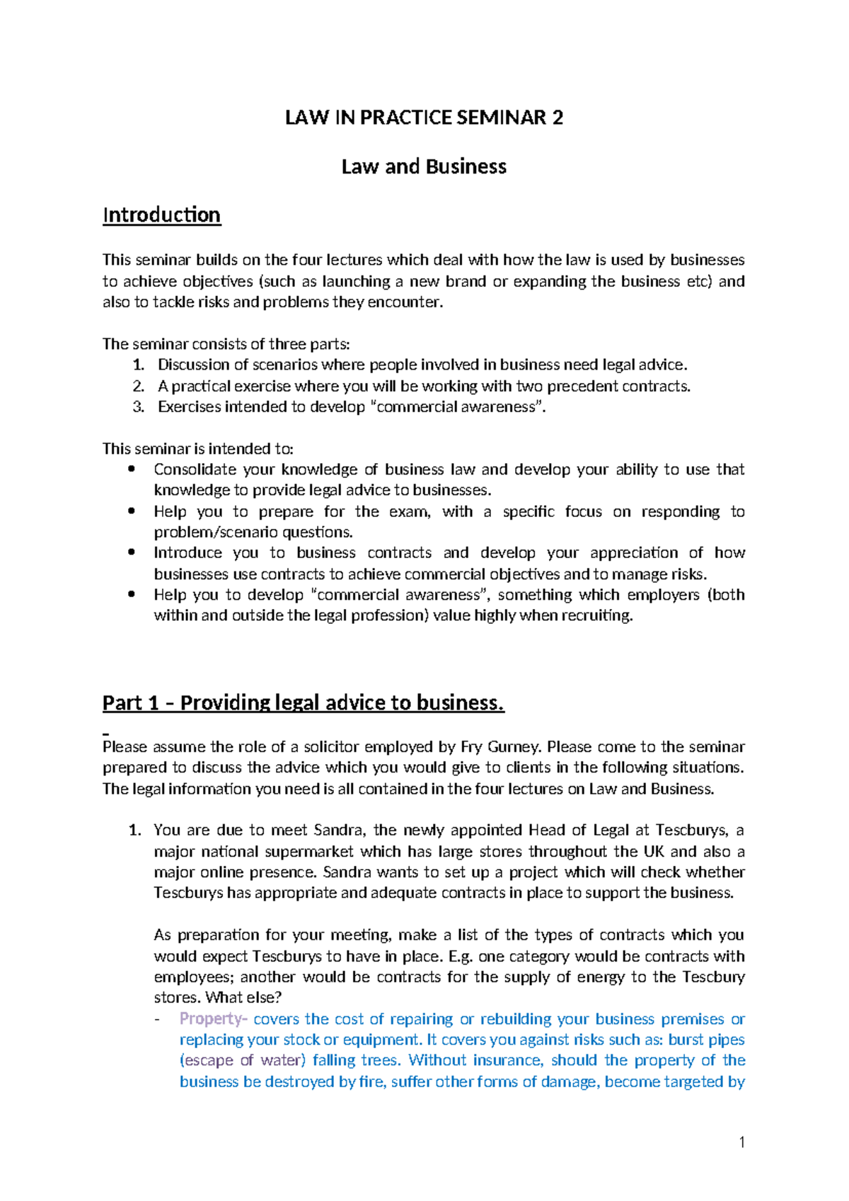 Law in Practice seminar two - LAW IN PRACTICE SEMINAR 2 Law and ...