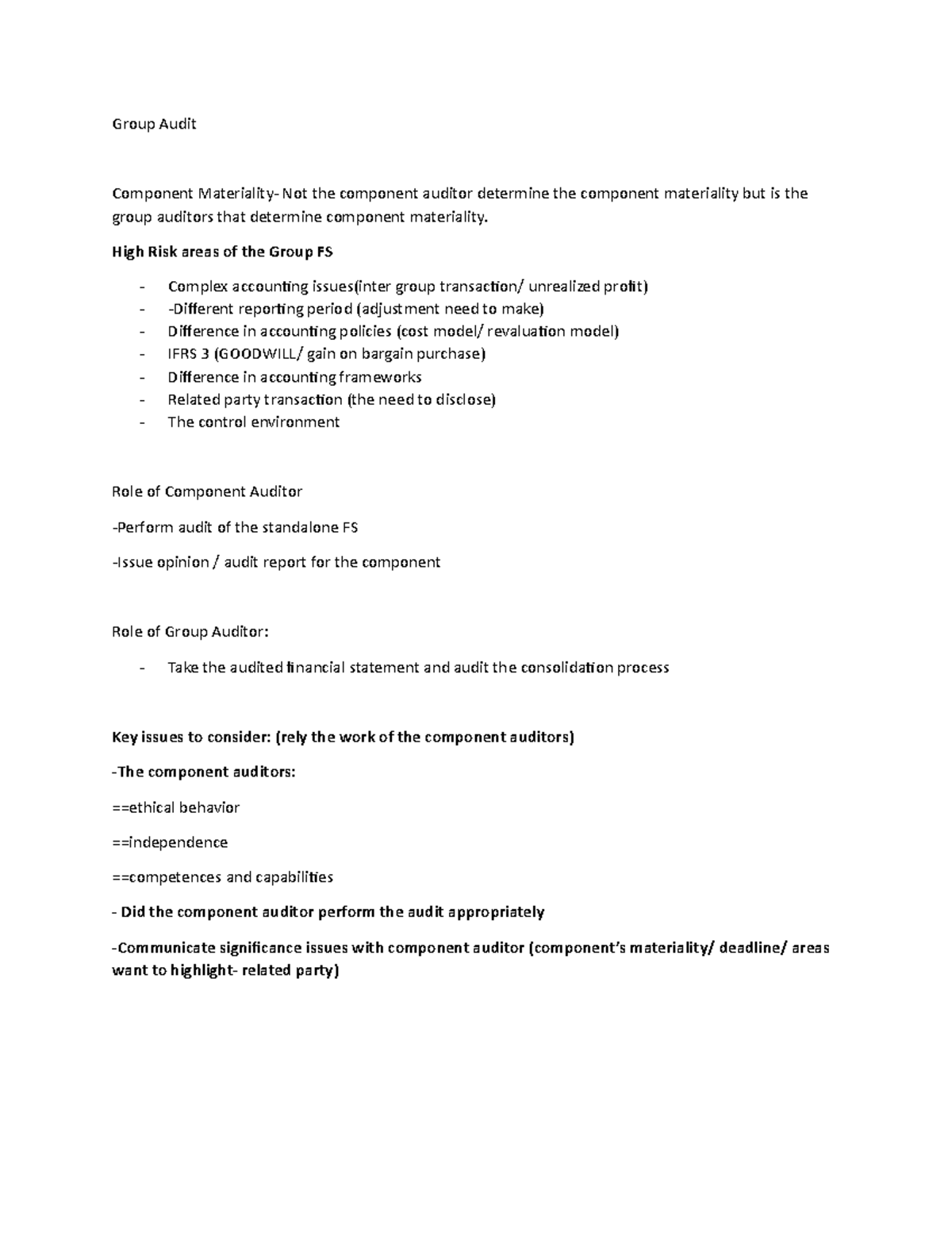 Group Audit (self note) - Group Audit Component Materiality- Not the ...