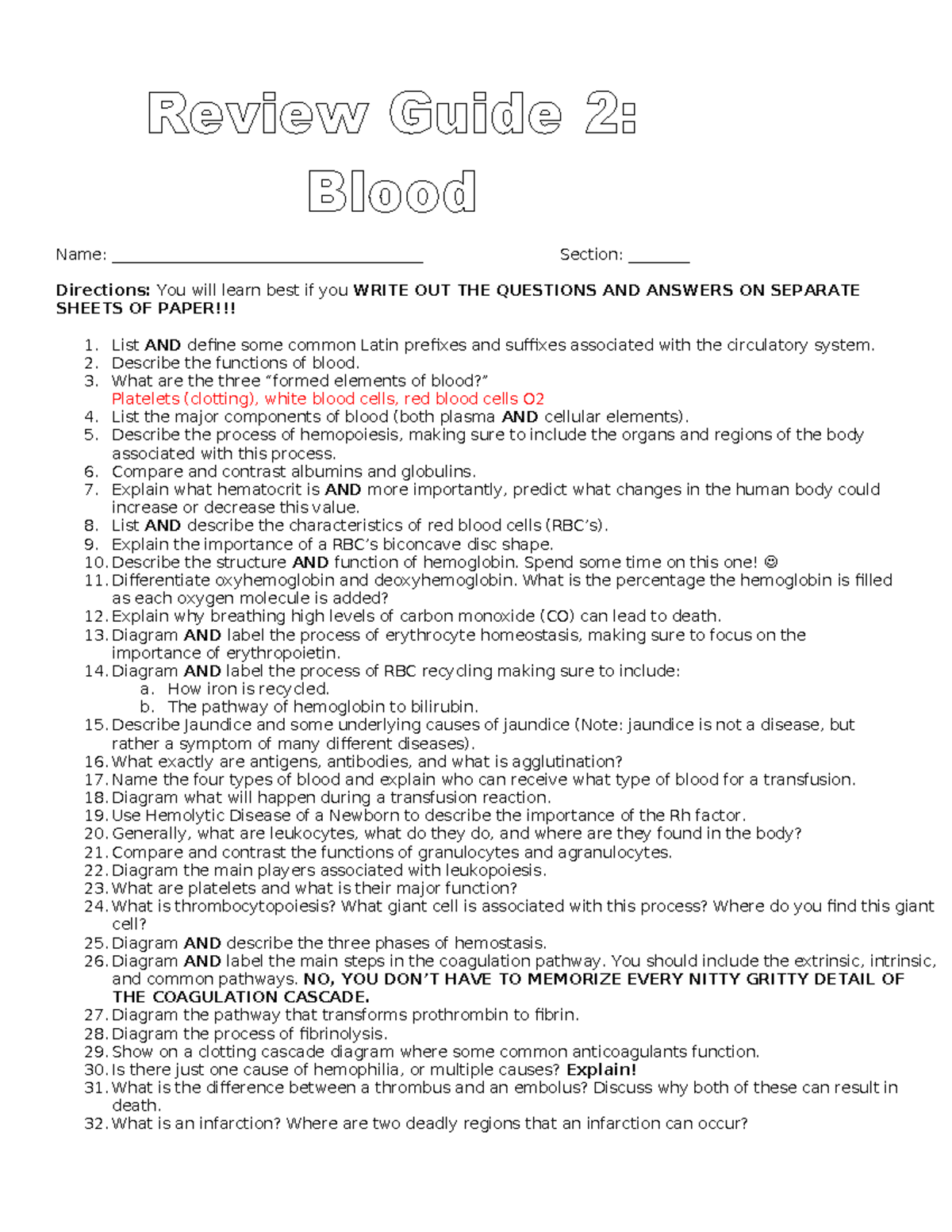 2 Blood Review Guide 2021 Stock - Name ...