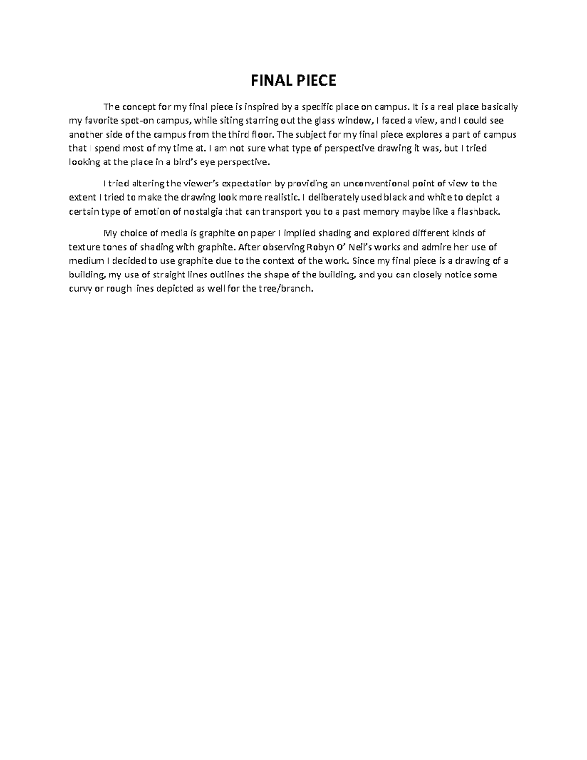 Final Piece Assingment - FINAL PIECE The concept for my final piece is ...