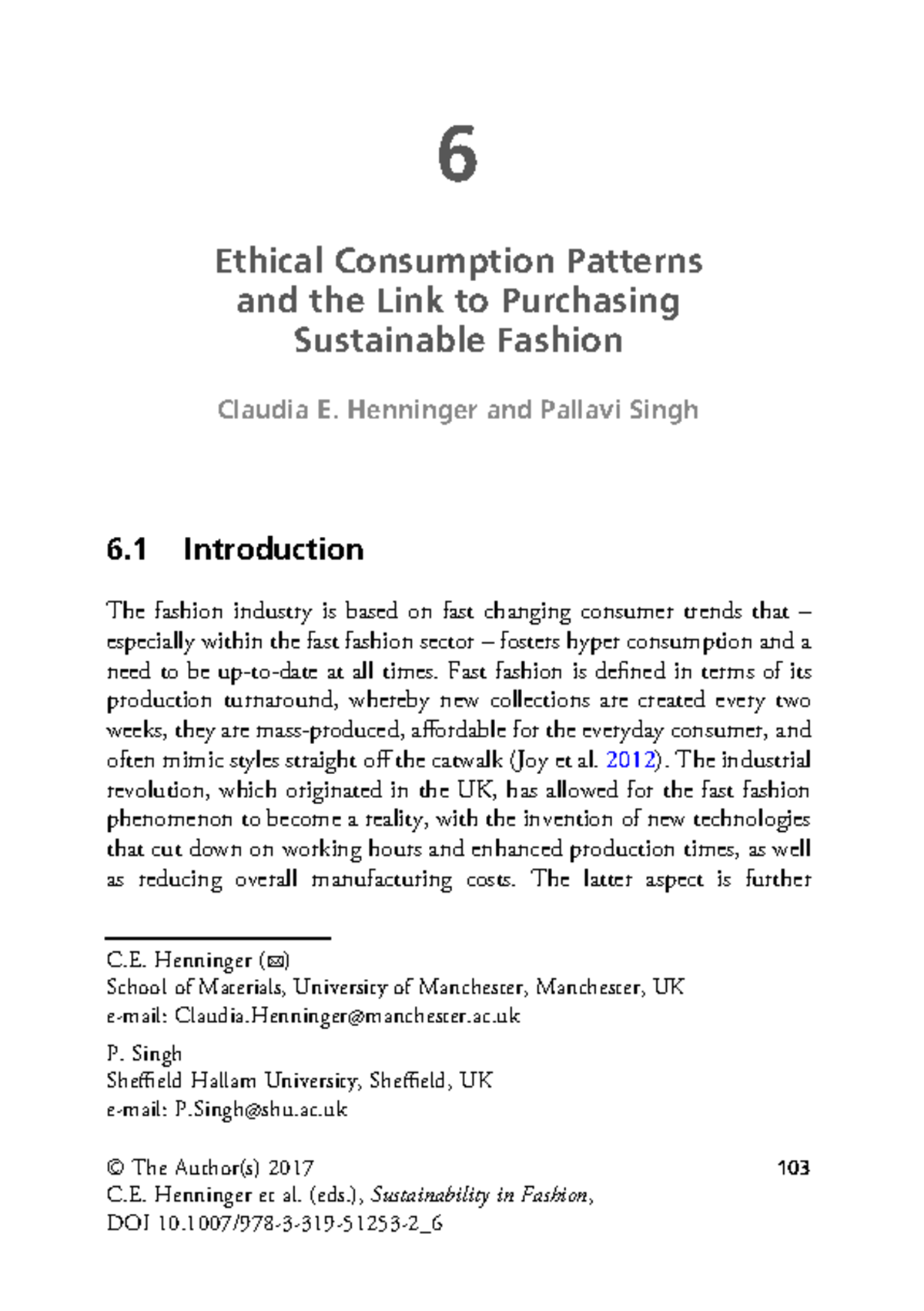 Paper Tesis 1 - 6 Ethical Consumption Patterns and the Link to ...