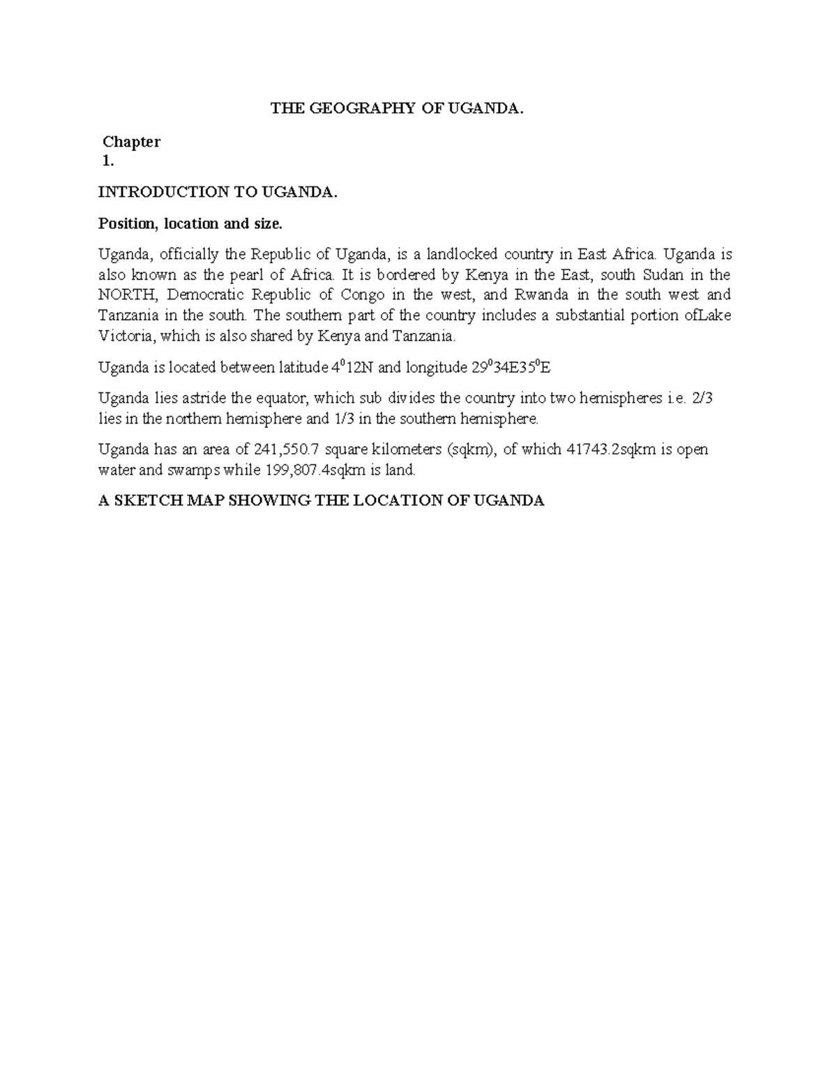 Geography of Uganda lecture Notes - Chapter 1. THE GEOGRAPHY OF UGANDA ...
