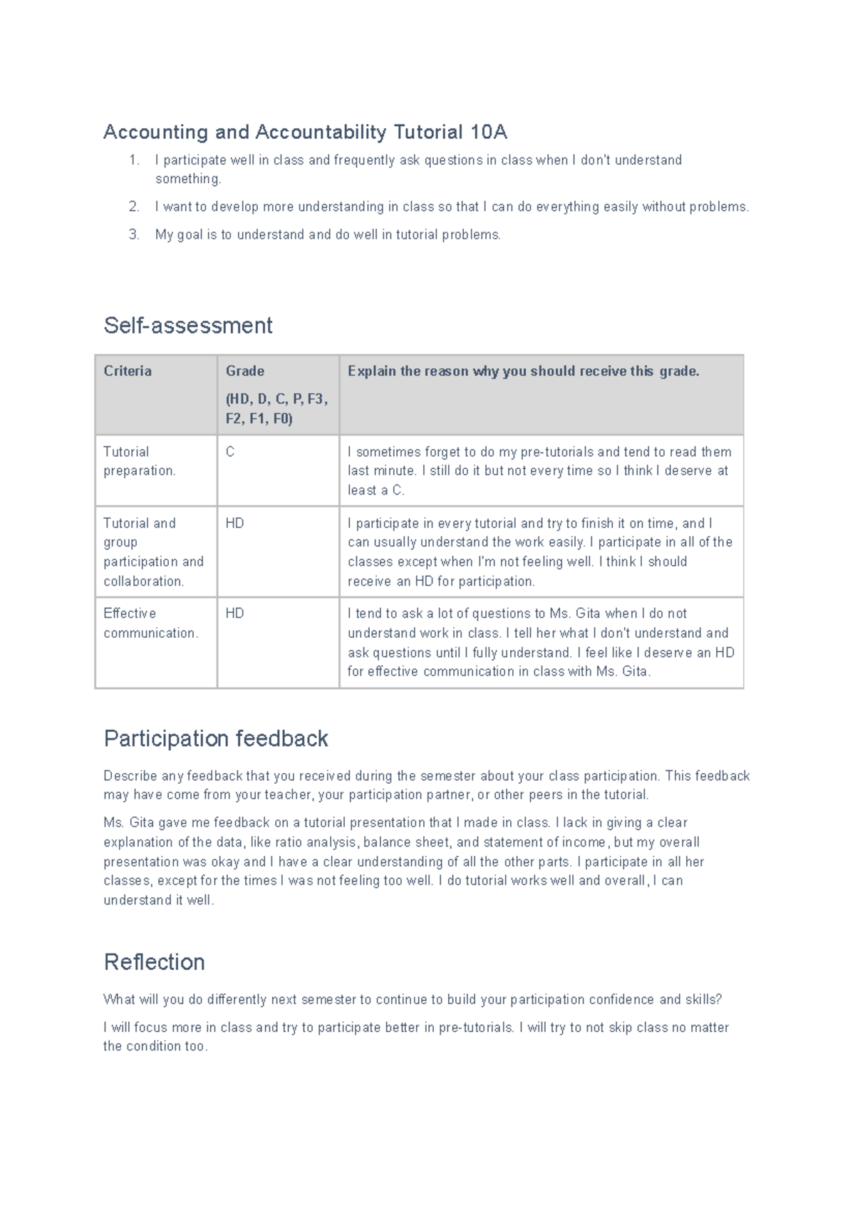 Tutorial 10A Self-Assess - Accounting and Accountability Tutorial 10A I ...
