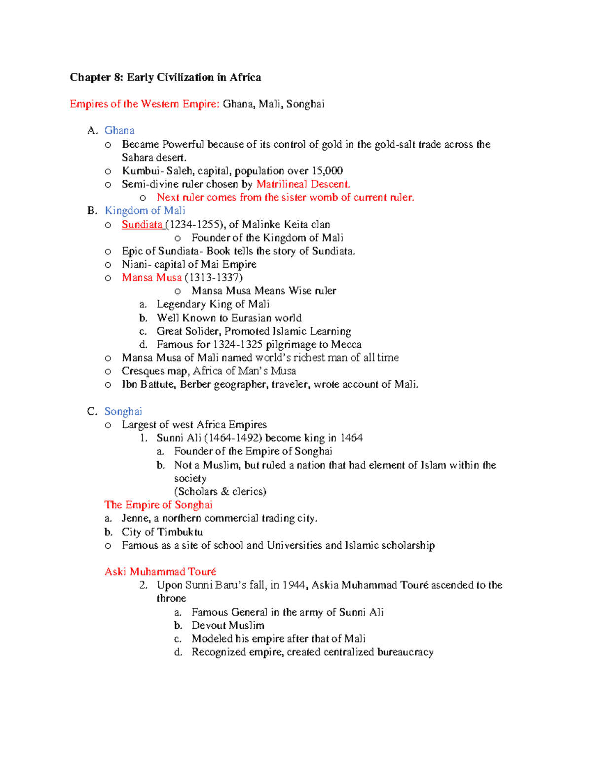 World Socities Chapter 8 Notes - Chapter 8: Early Civilization in ...