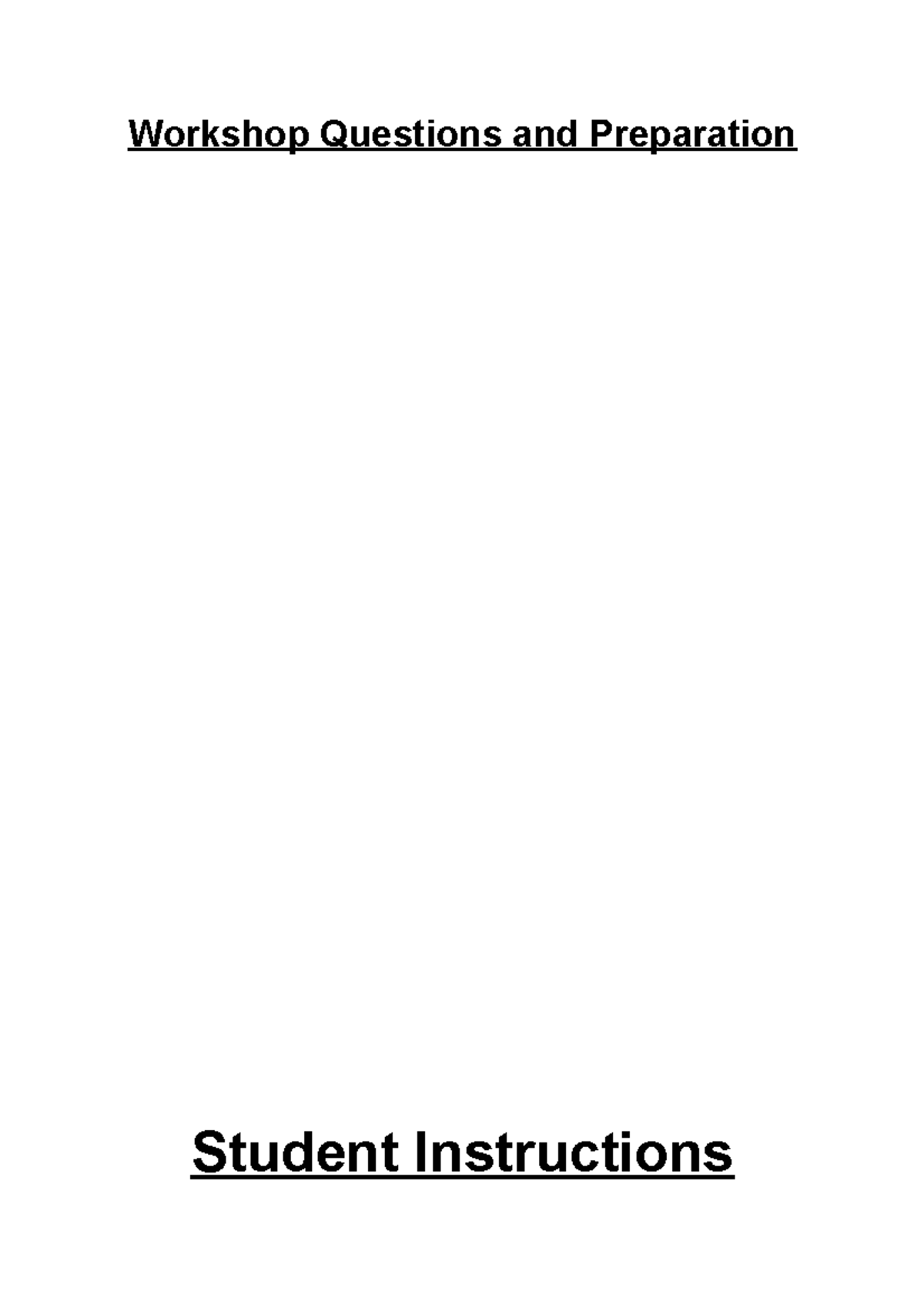 Workshop Questions and Preparation - Workshop Questions and Preparation ...