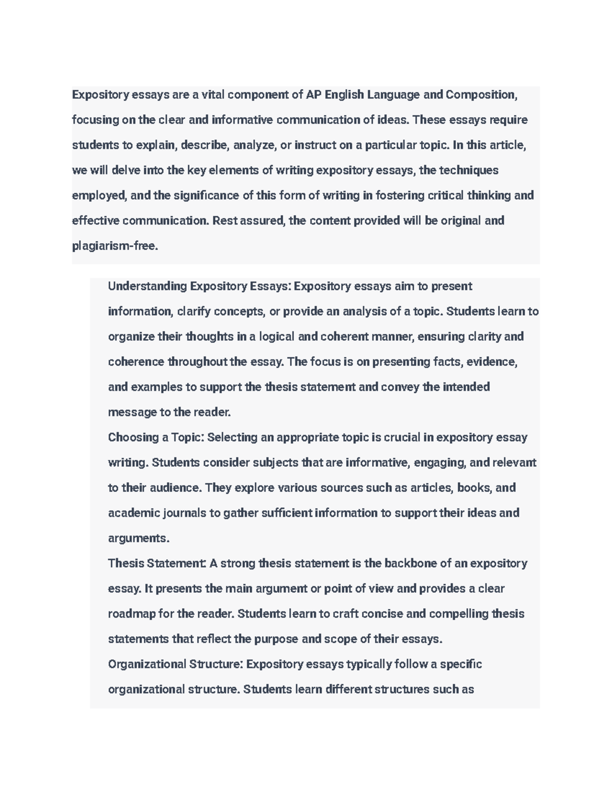 The Art of Writing Expository Essays in AP English Language and ...