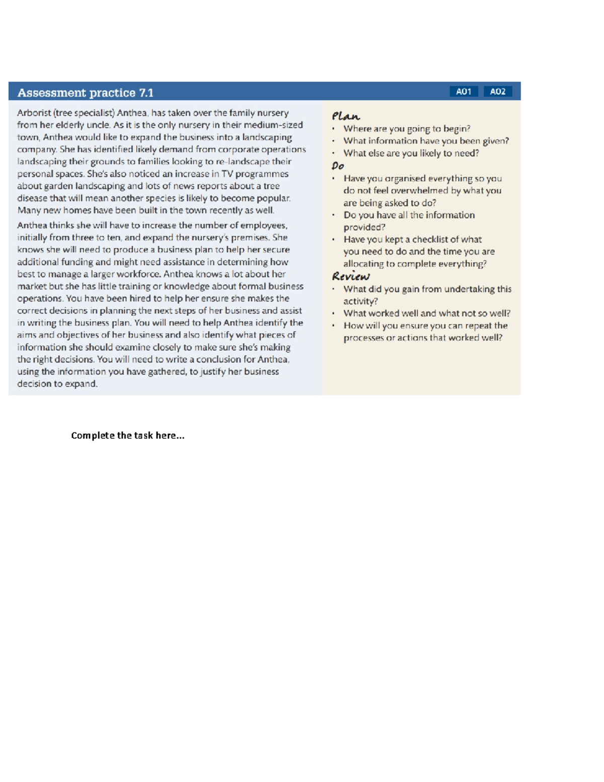 Unit 7 Task - dont know dawg - Complete the task here... - Studocu