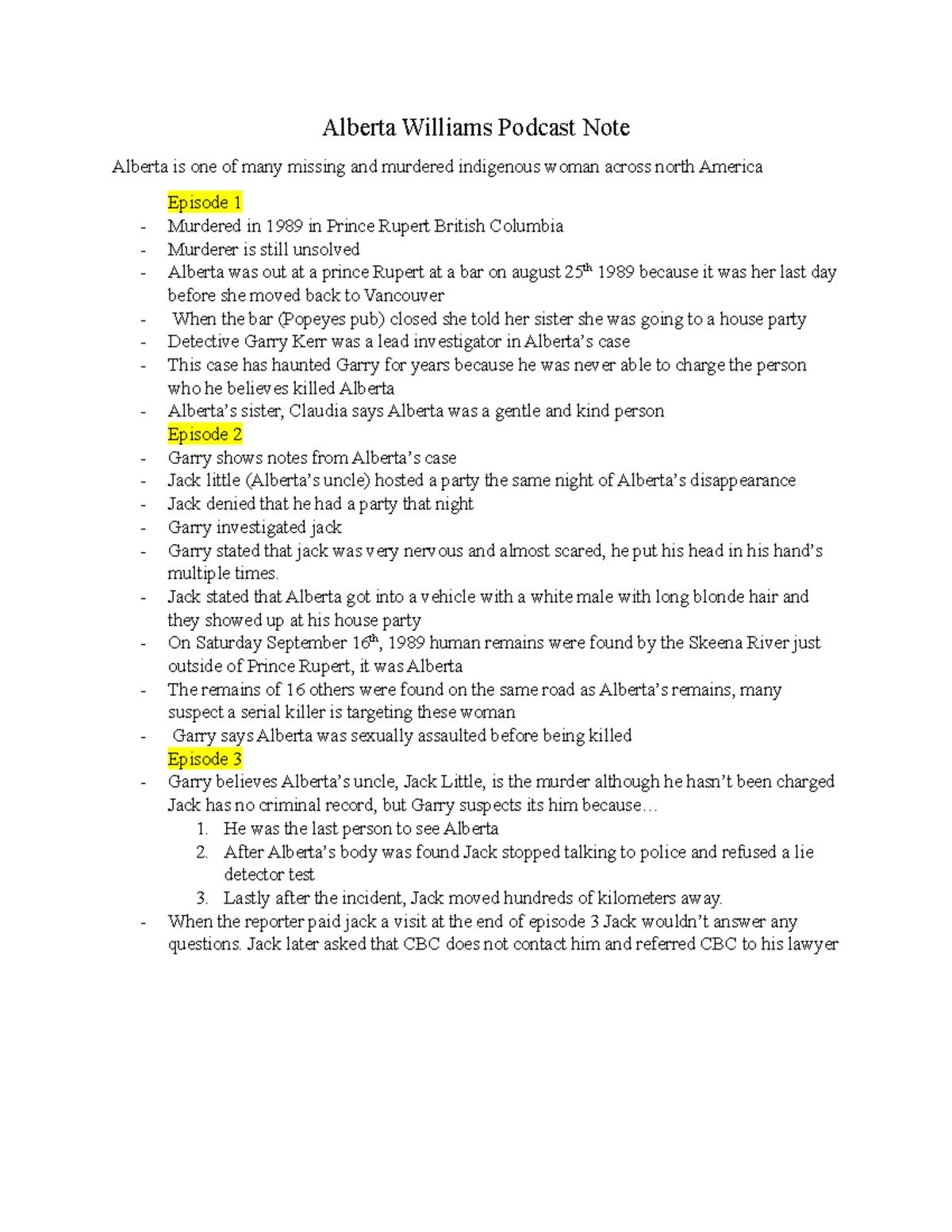 Alberta Williams Podcast Note 2021-03-10 - Alberta Williams Podcast ...