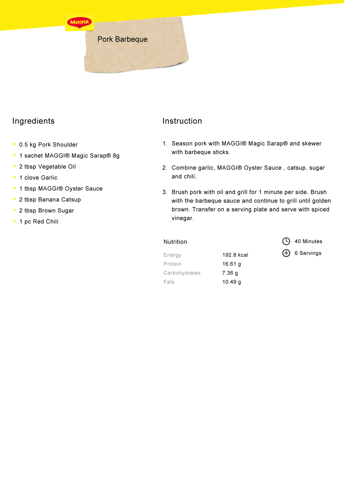 Pork Barbeque - Pork Barbeque Ingredients Instruction 0 kg Pork ...