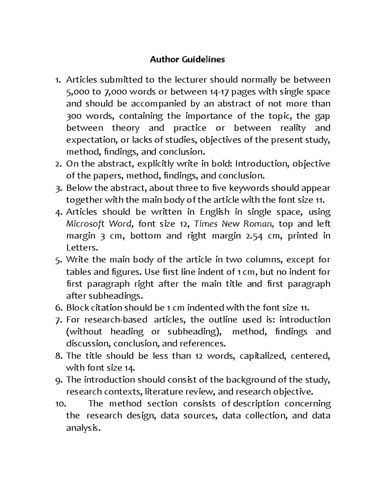 Practical Author Guidelines - Author Guidelines Articles submitted to ...