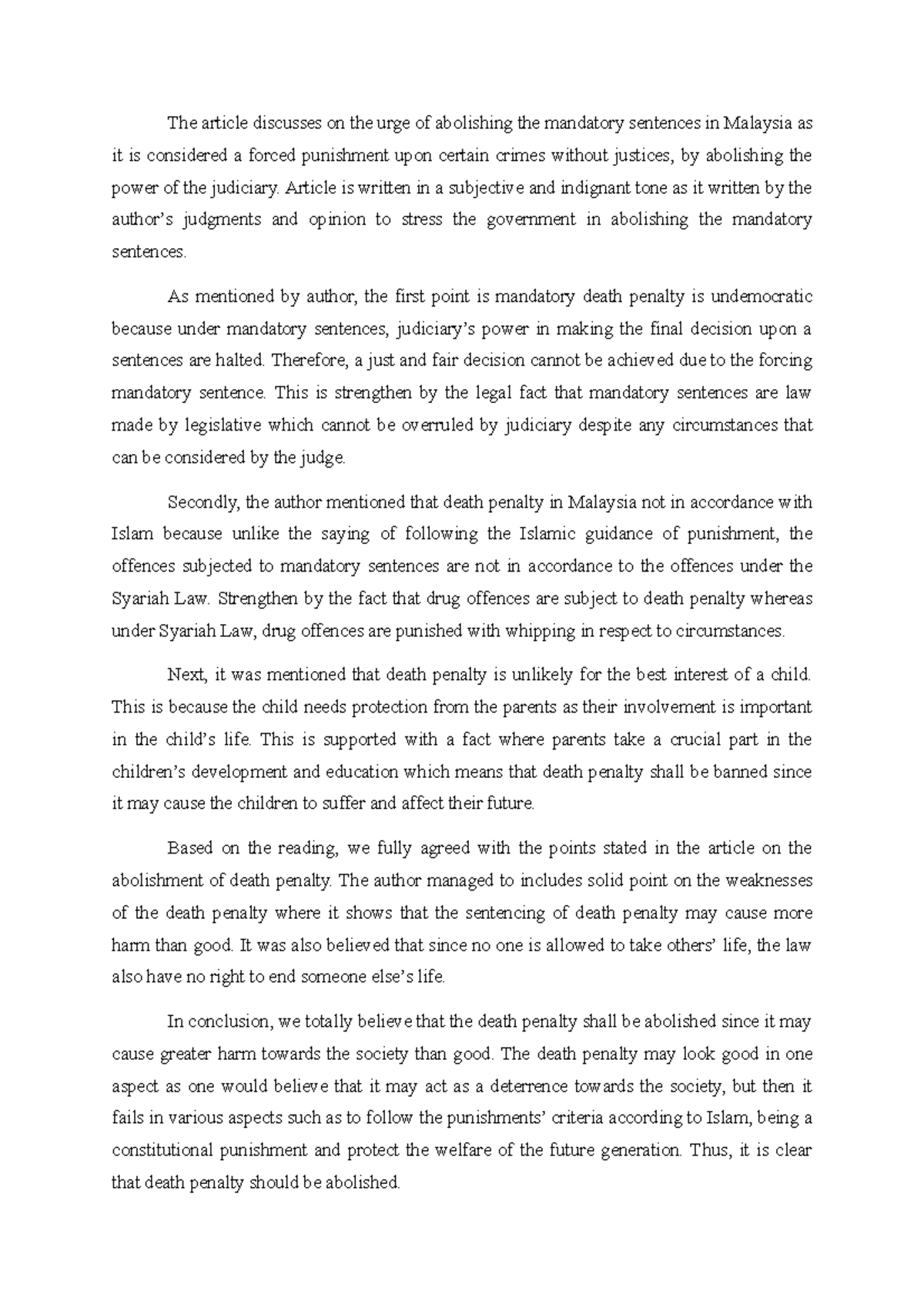 Elc new - argumentative article - The article discusses on the urge of ...