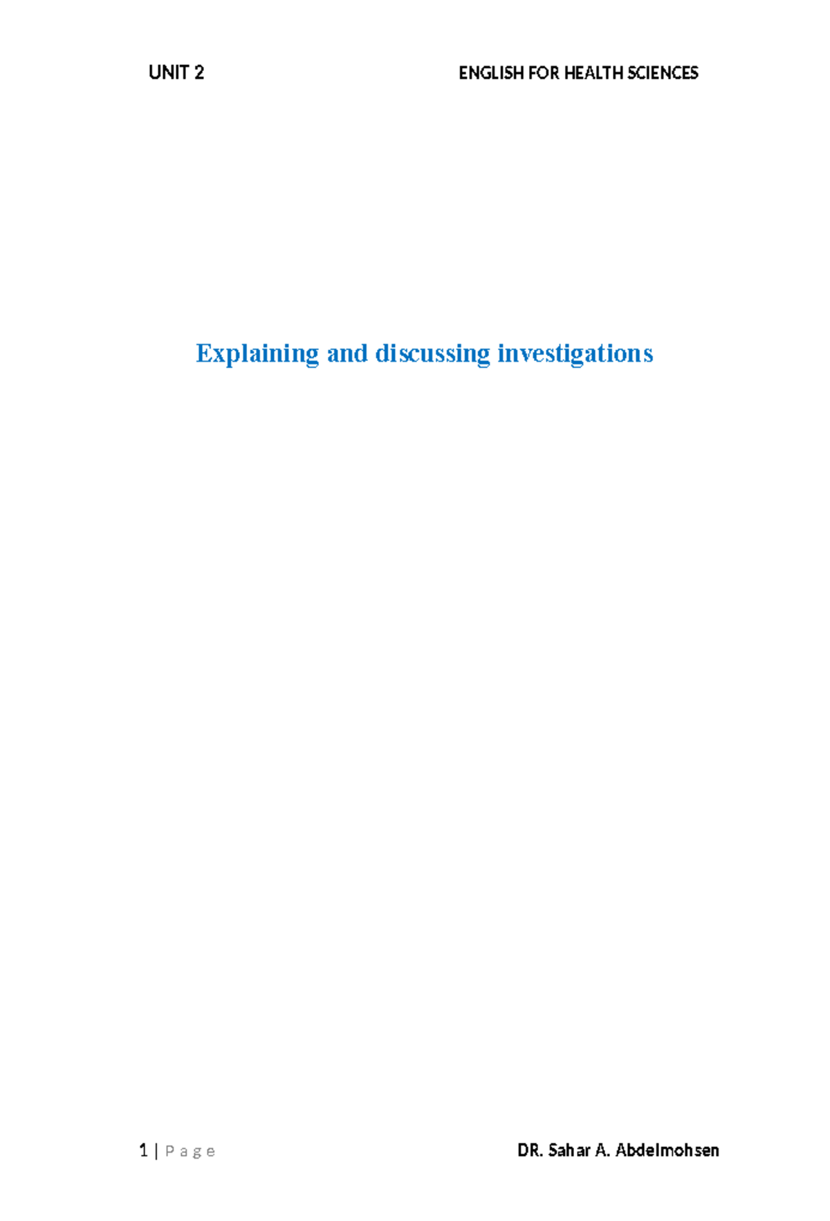 F - notes - Explaining and discussing investigations Explaining and ...