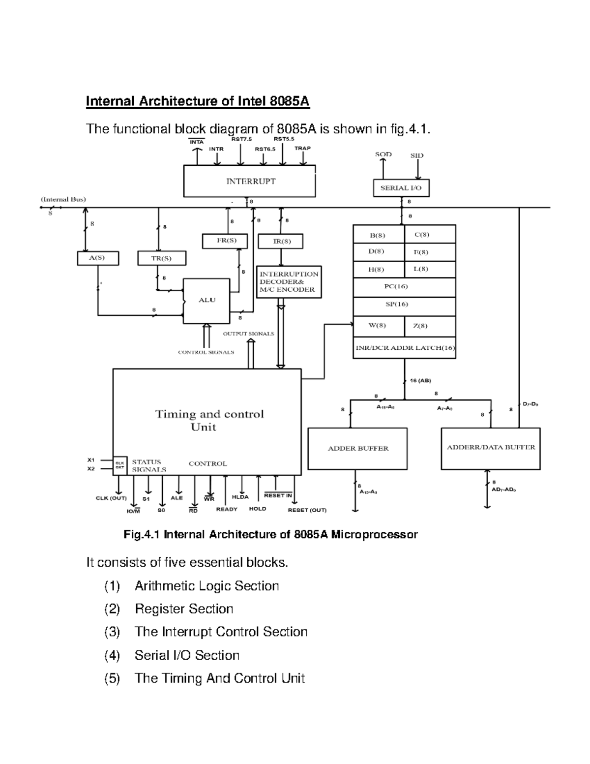 Computer Architecture - Internal Architecture of Intel 8085A The ...