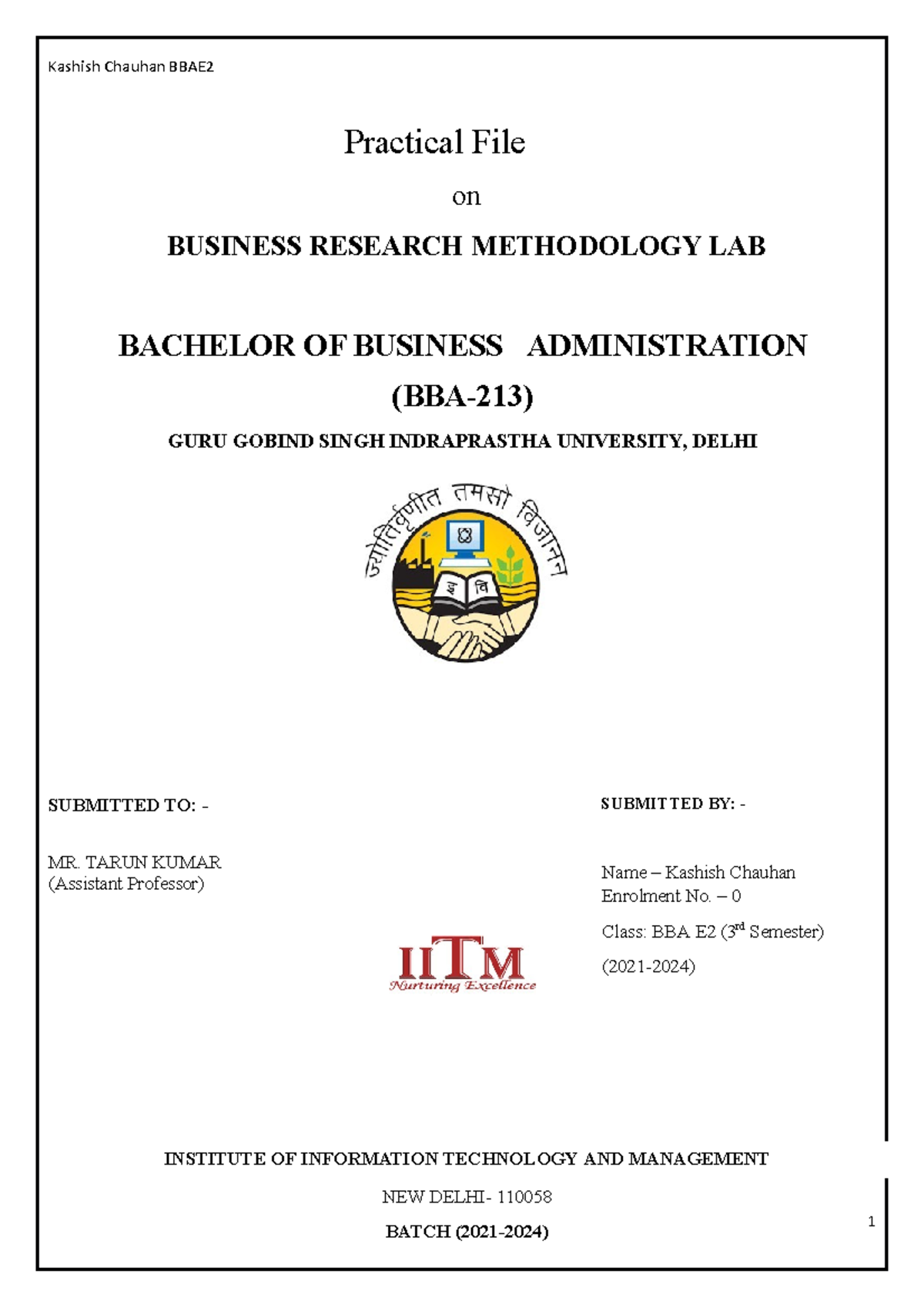 Brm file - jyoti - Kashish Chauhan BBAE Practical File on BUSINESS ...