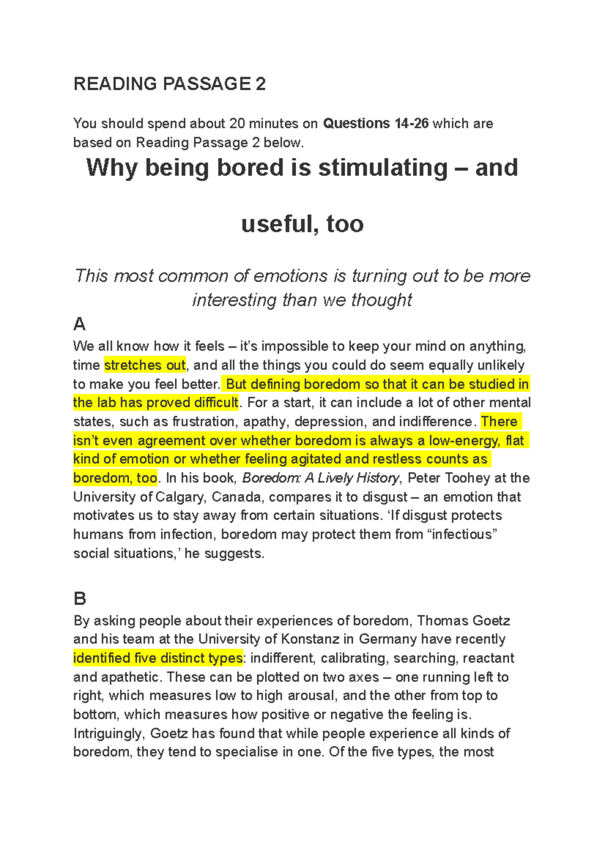 Reading Passage 2 - Why being bored is stimulating – and useful, too ...