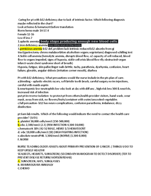 Leukemia chart - Summary Clinical Manifestations & Assessment ...