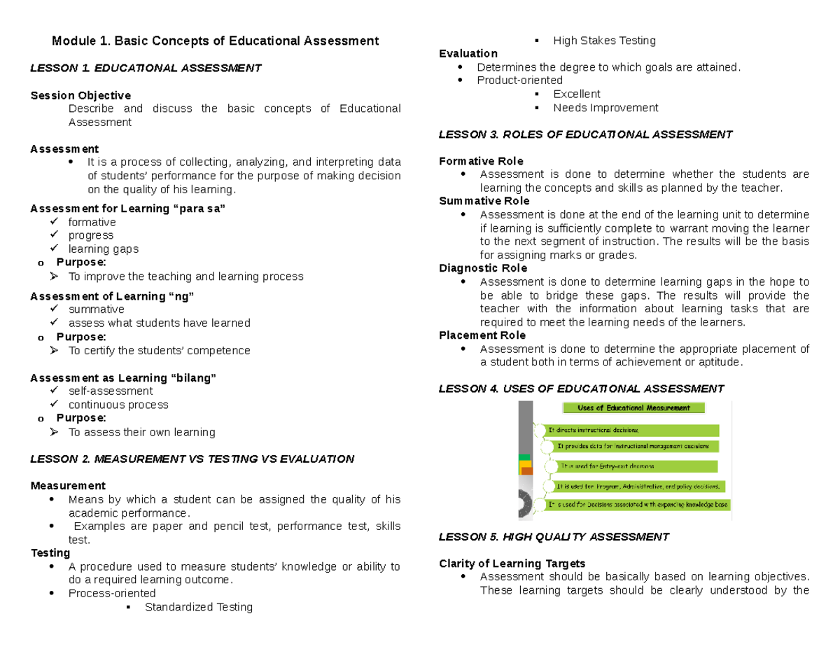 Educ 105 Module 1 (Lesson 1,2,3,4,5,6) - Module 1. Basic Concepts of ...