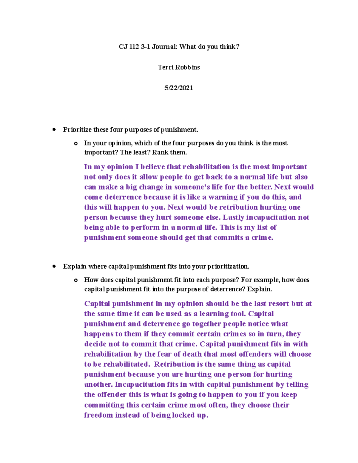 3-1 Journal - What do you think - CJ 112 3-1 Journal: What do you think ...