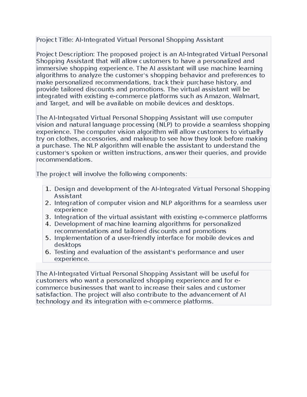 Project Title AI-Integrated Virtual Personal Shopping Assistant - The ...