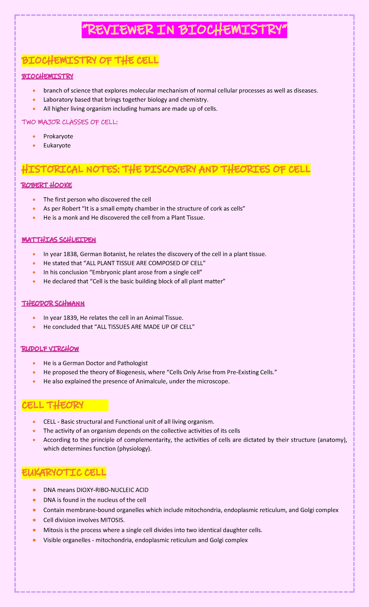 Biochemistry of the Cell Reviewer - branch of science that explores ...