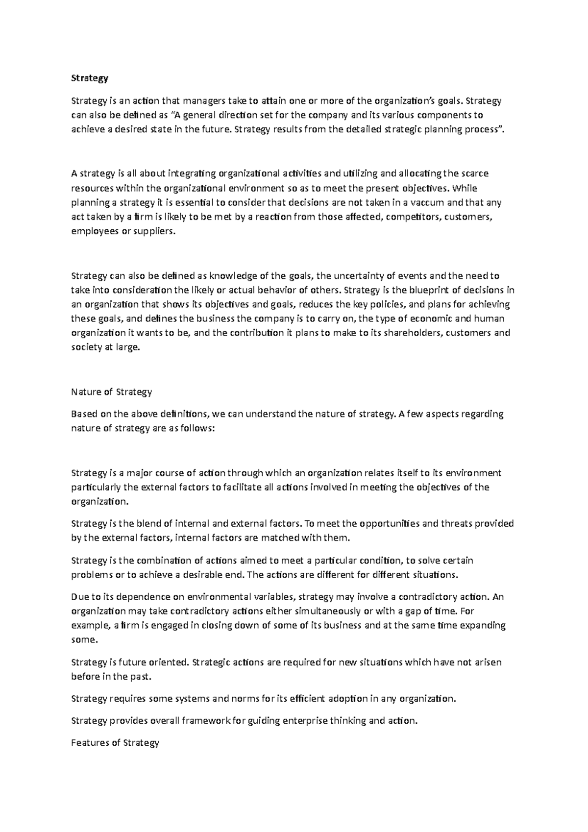 Strategy - Strategy Strategy is an action that managers take to attain ...