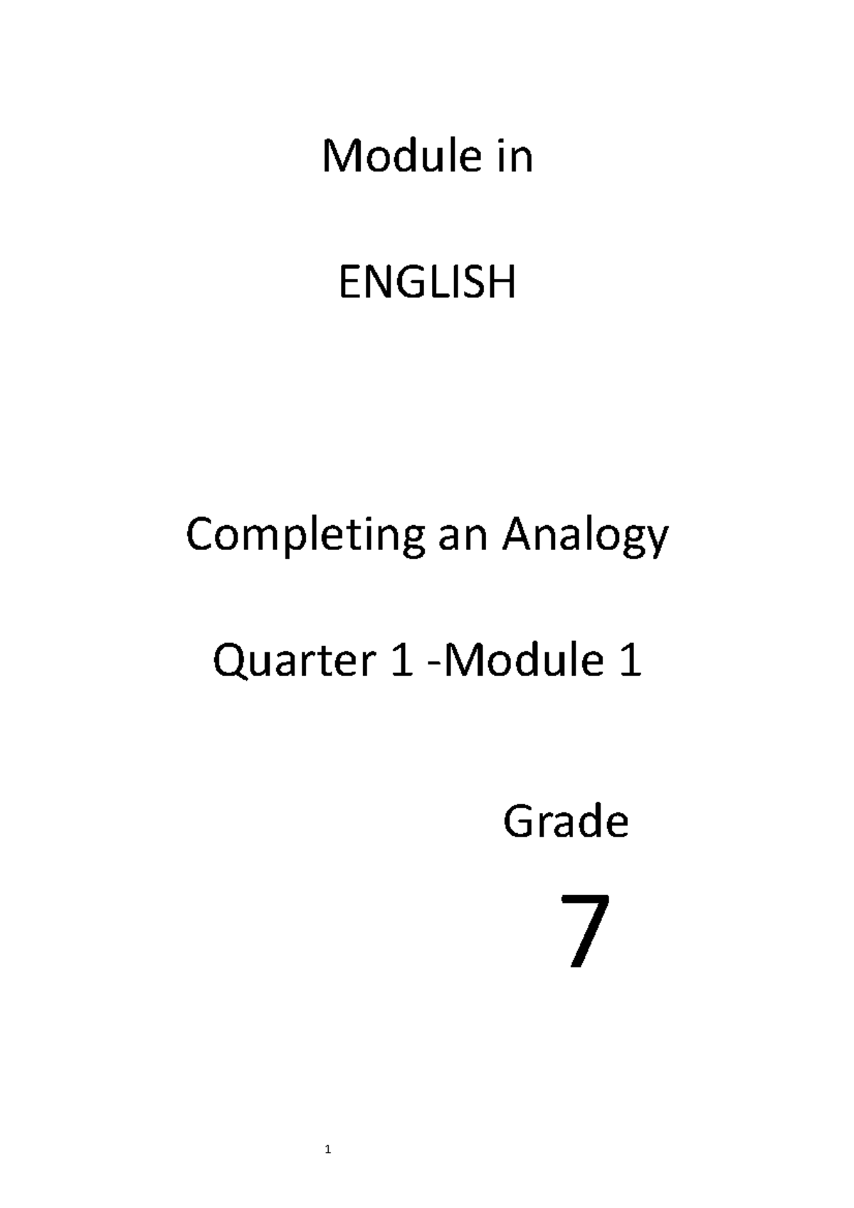 Copy3 IMS Printed Materials - Module in ENGLISH Completing an Analogy ...