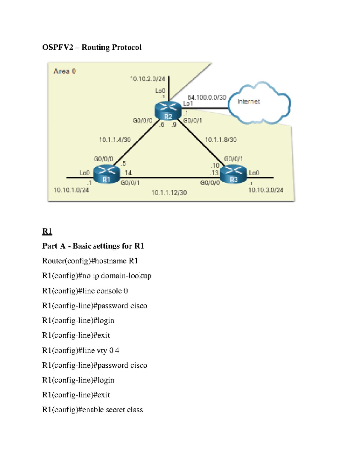 Ospfv 2 New Exercise Ospfv2 Routing Protocol R Part A Basic