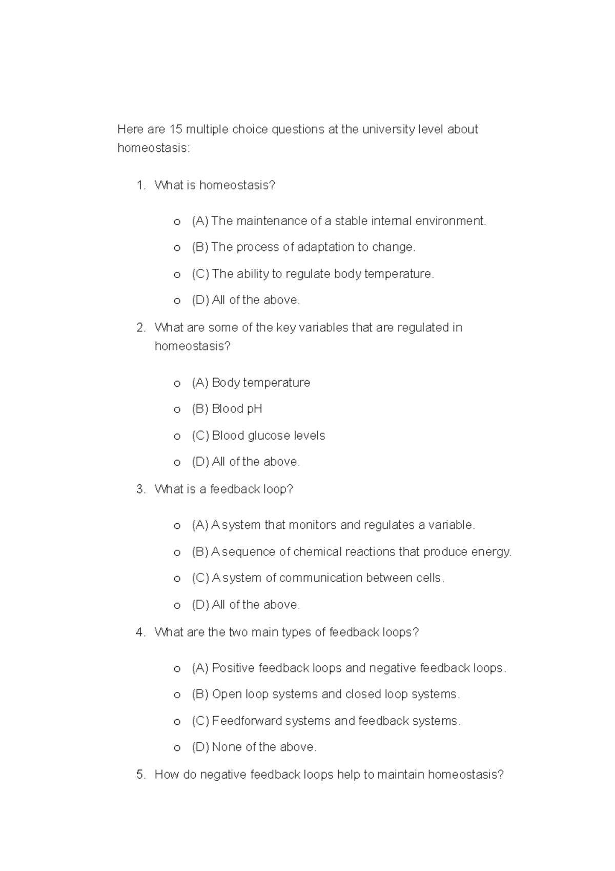 Here Are 15 Multiple Choice Questions At The University Level About