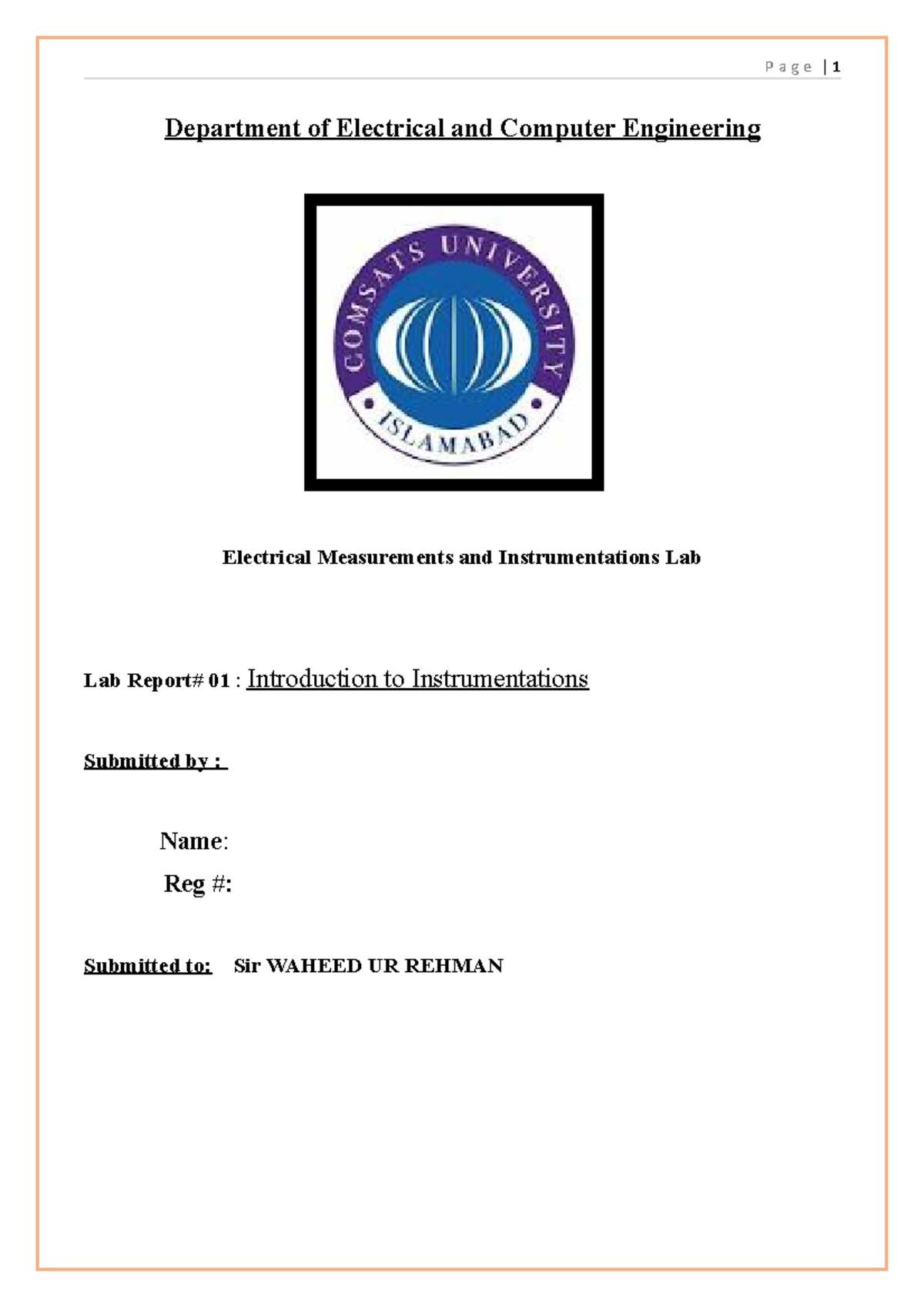 EMI LAB Report 01 - Department of Electrical and Computer Engineering ...