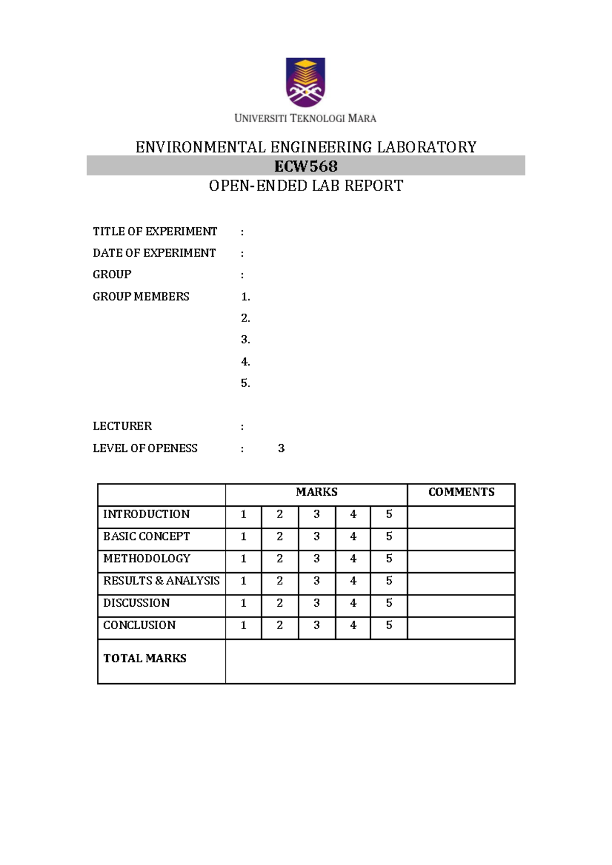 LAB Marks Level 3 - Environmental Engineering Laboratory ...