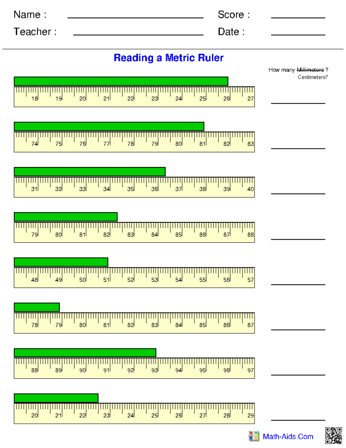Christopher Miles - Metric Ruler Millimeters (Practice 1) - Name ...