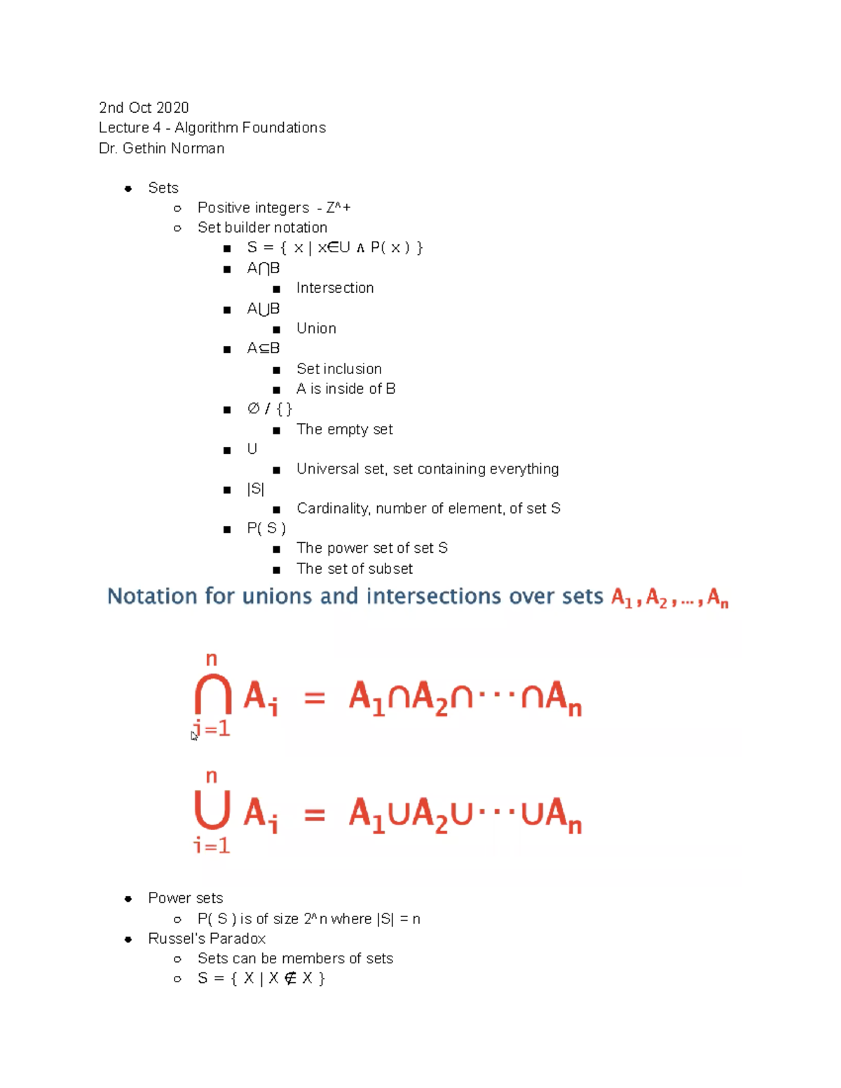 Algorithmic Foundations Lecture 4 2nd Oct 2020 2nd Oct 2020 Lecture 4 Algorithm 1397