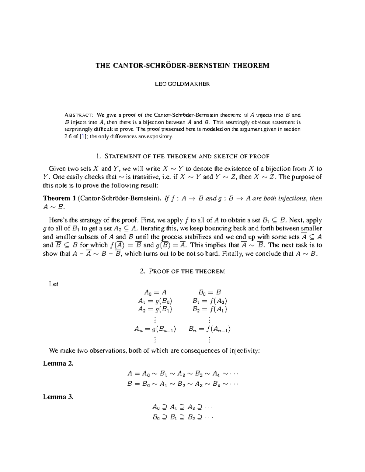 Schroder-Bernstein Theorem - THE CANTOR-SCHRODER-BERNSTEIN THEOREM ̈ ...