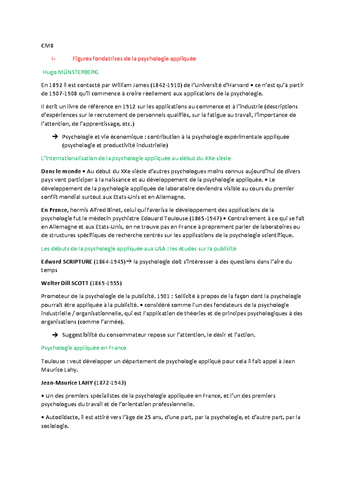 Histoire de la psychologie CM 8 - CM I- Figures fondatrices de la ...
