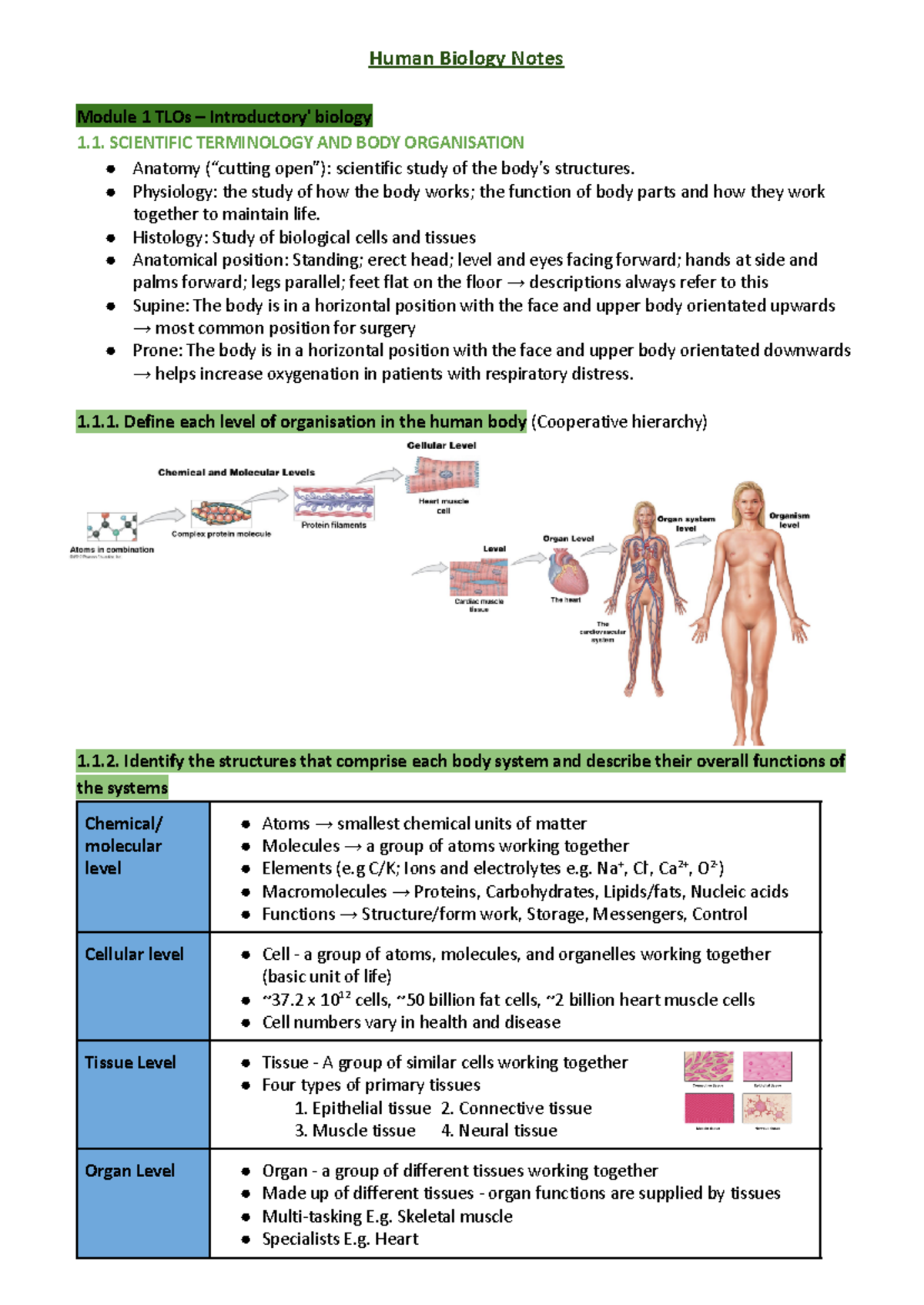 Human Biology Notes Lecture 1 - 6 - Human Biology Notes Module 1 TLOs ...