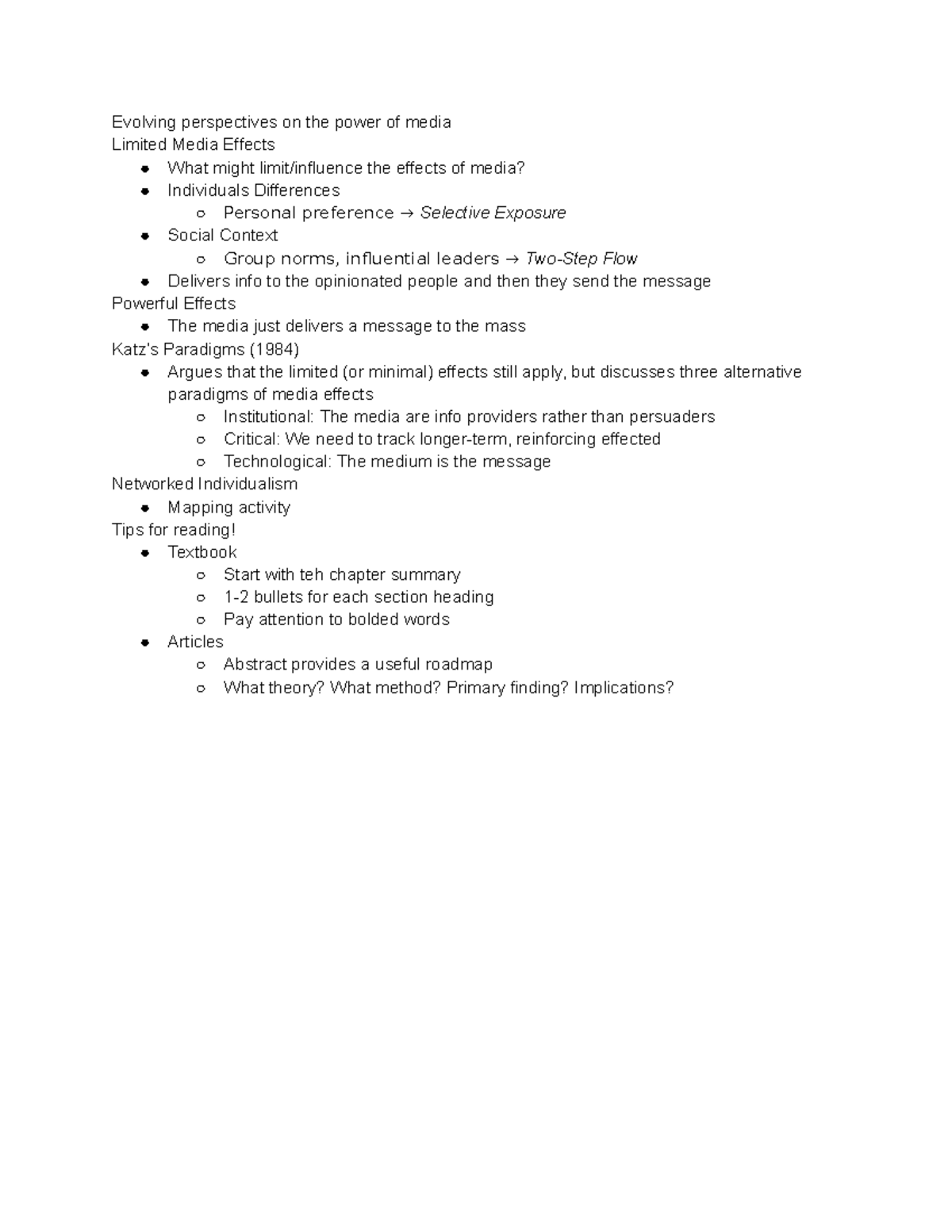 Comm 125 Recitation 2 - Great notes that got me an A - Evolving ...