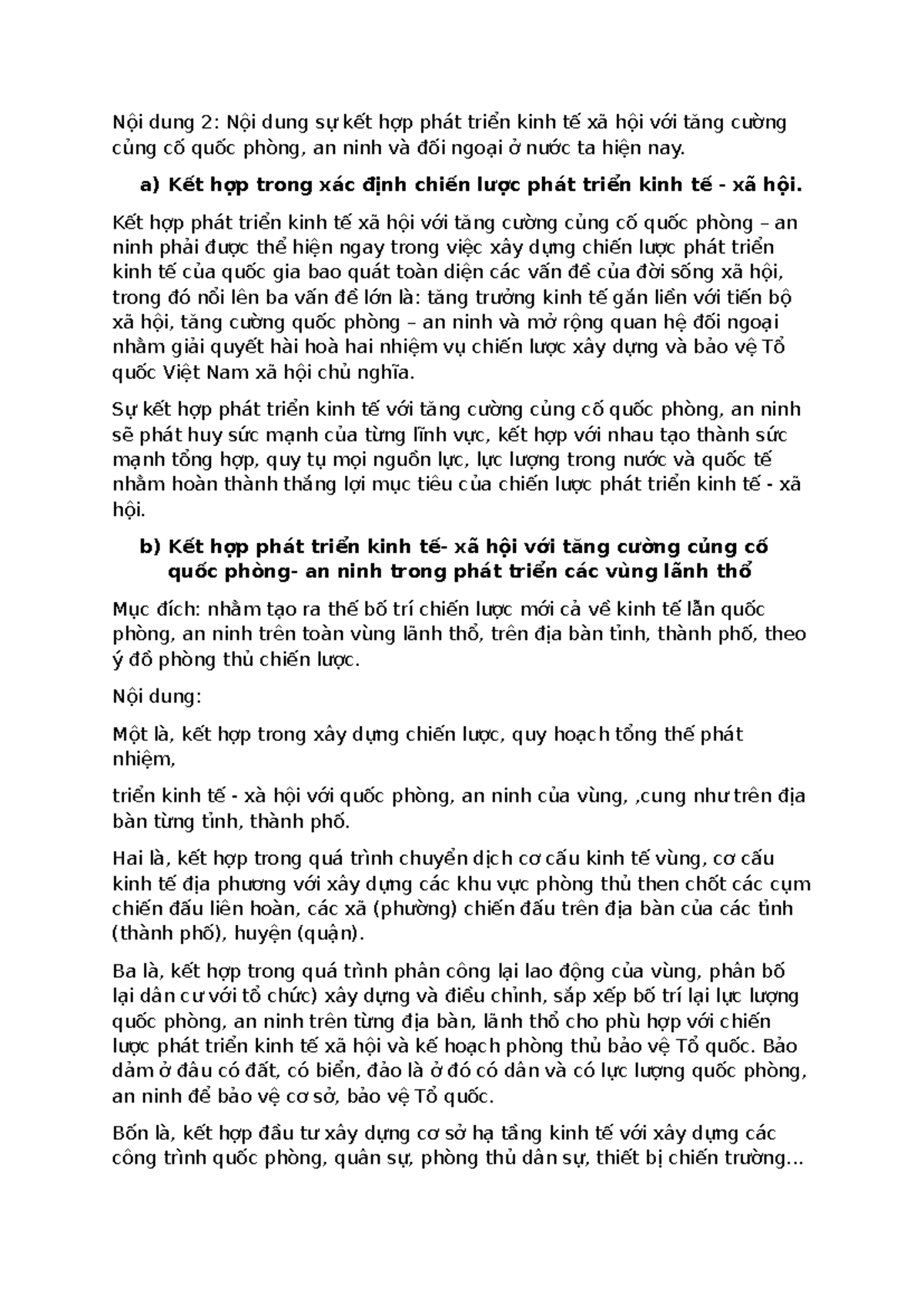 NỘI DUNG 2 - hinb - Nội dung 2: Nội dung sự kết hợp phát triển kinh tế ...
