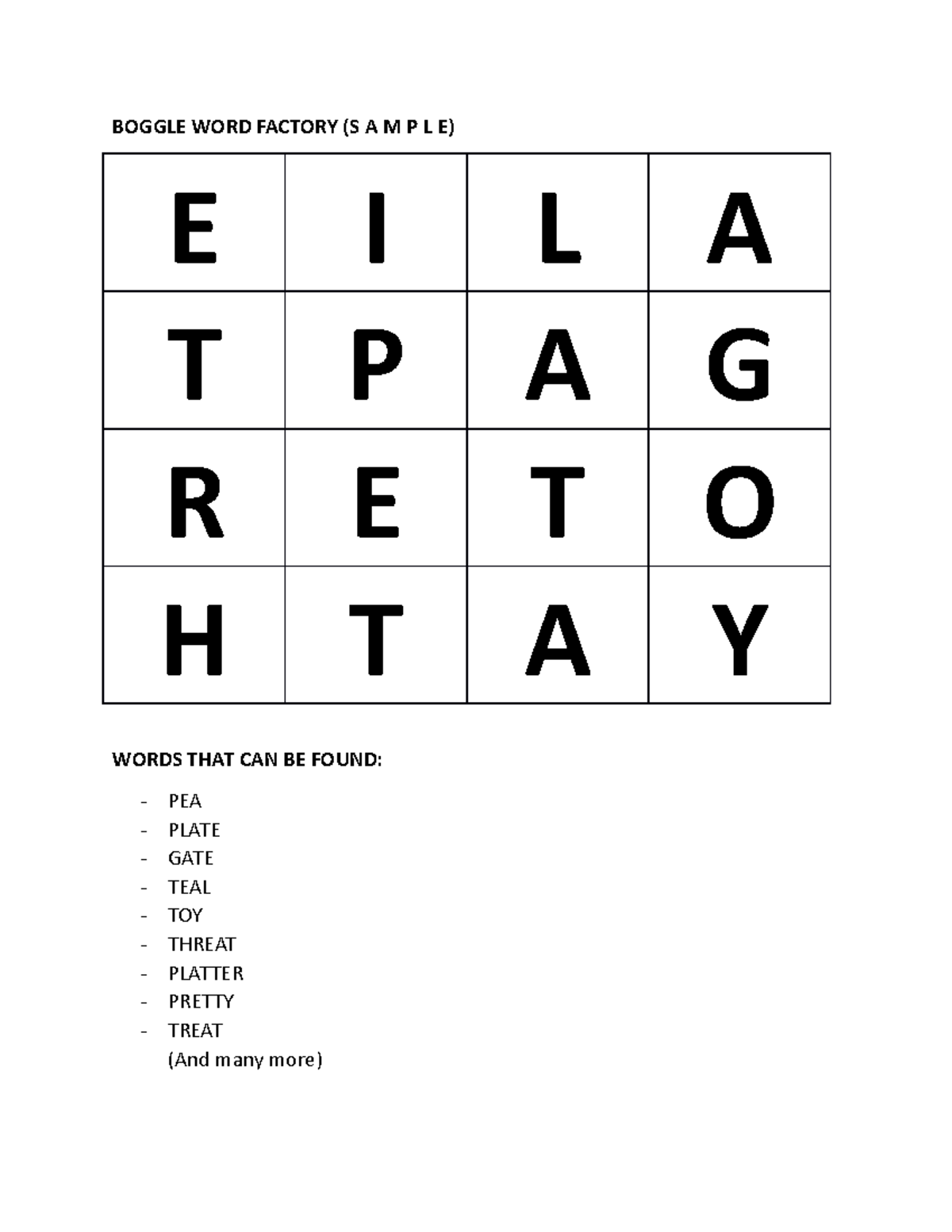 Boggle WORD Factory - GAMES AND OTHER PROBLEM EXCERCISES - BOGGLE WORD ...