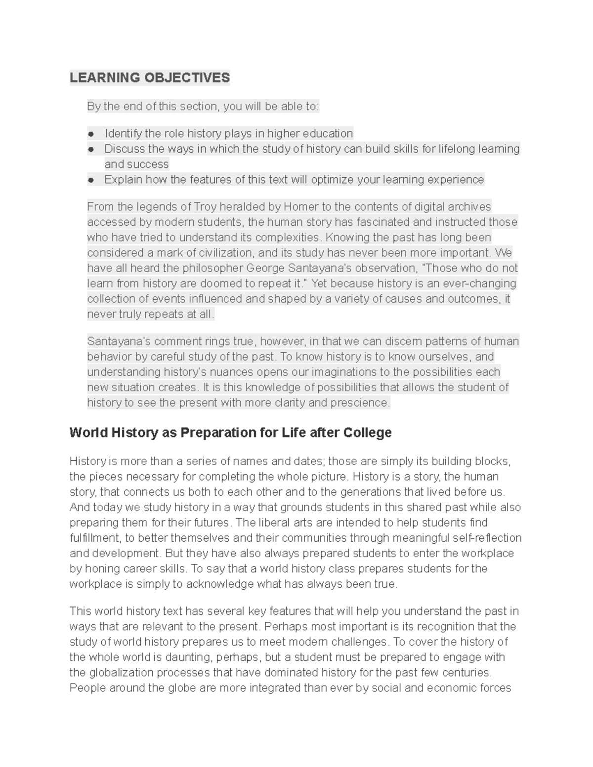 Developing a global Perspective - LEARNING OBJECTIVES By the end of ...