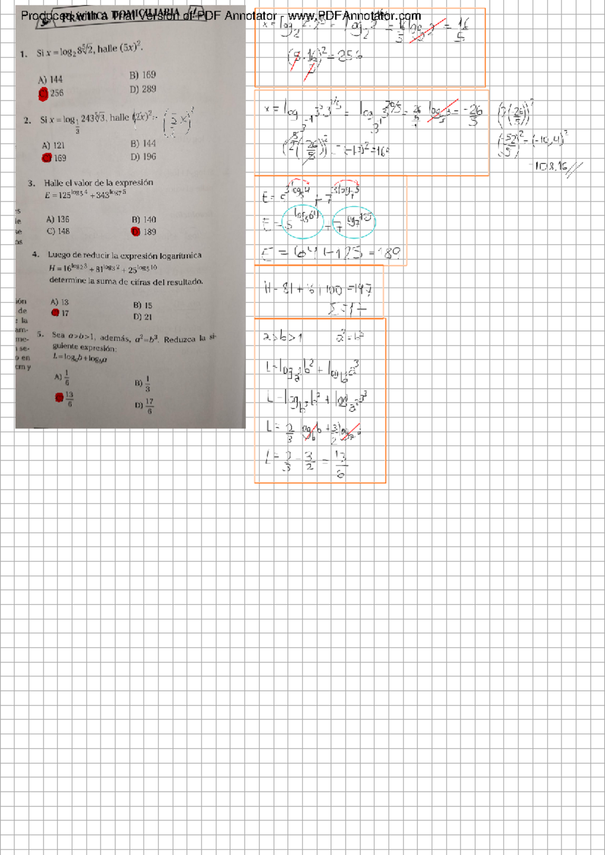 Log2 - fisica 1 - Fisica - Produced of PDF Annotator 5 5 1. Si log2 halle (5x)2. A) 144 B) 169 ...