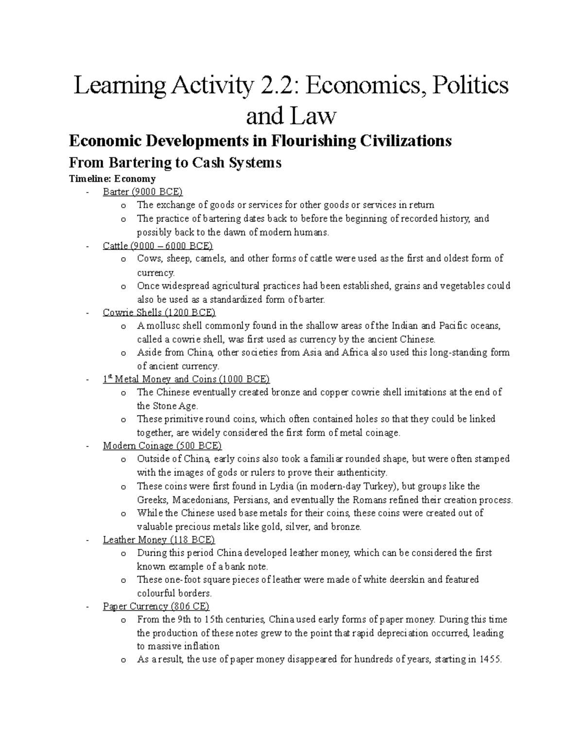 Learning Activity 2 - adw - Learning Activity 2: Economics, Politics ...