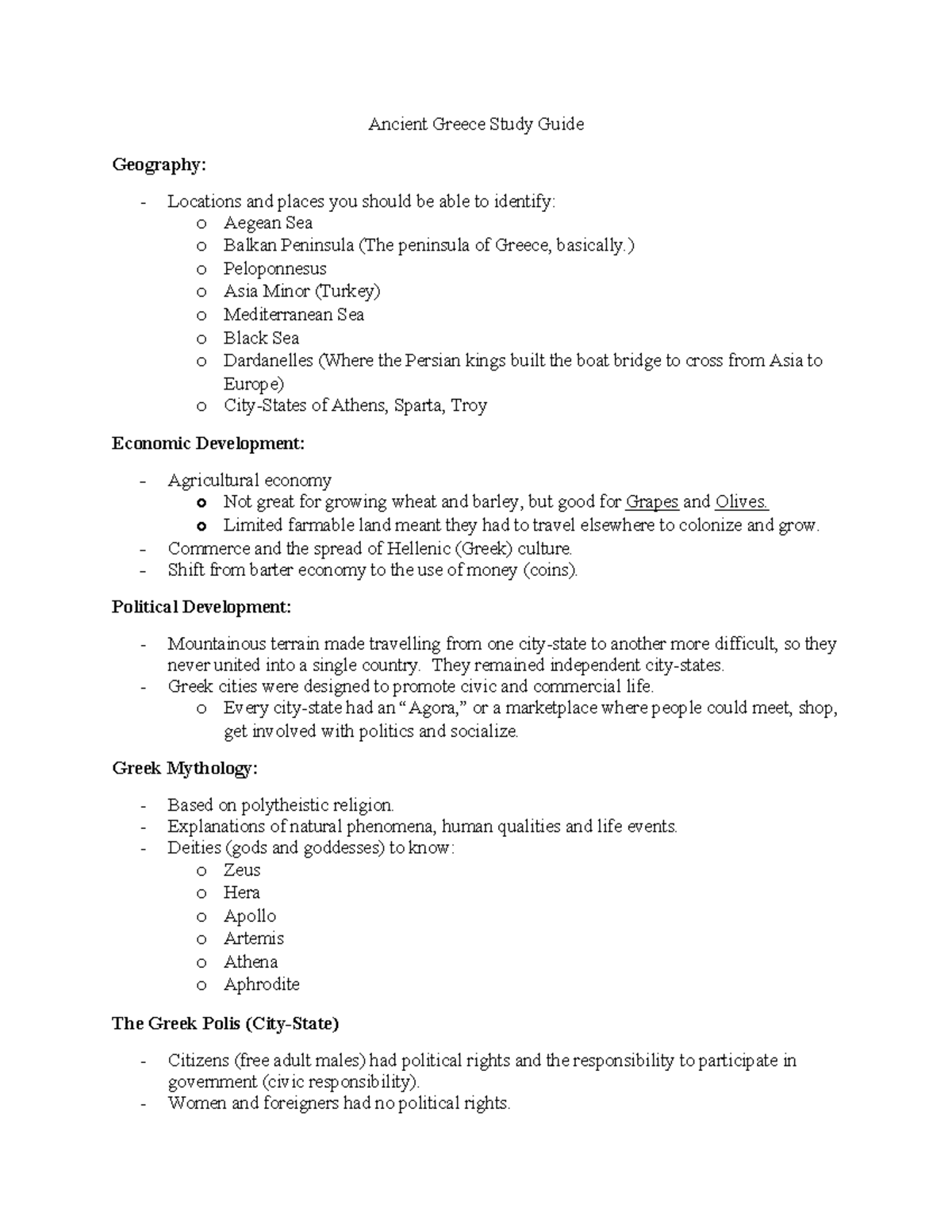 Ancient+Greece+Study+Guide - Ancient Greece Study Guide Geography ...